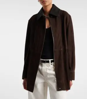 Nour Hammour Suede Jacket With Leather Trim - Brown