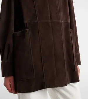 Nour Hammour Suede Jacket With Leather Trim - Brown