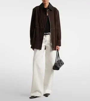 Nour Hammour Suede Jacket With Leather Trim - Brown