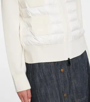 Moncler Tricot Down-paneled Virgin Wool Cardigan