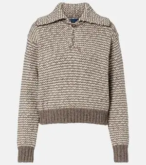 Polo Ralph Lauren Striped Cotton And Wool-blend Knit Sweater - Grey