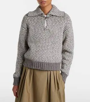 Polo Ralph Lauren Striped Cotton And Wool-blend Knit Sweater - Grey