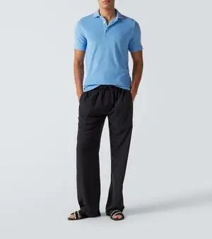 Fedeli Cotton Terry Polo Shirt - Blue