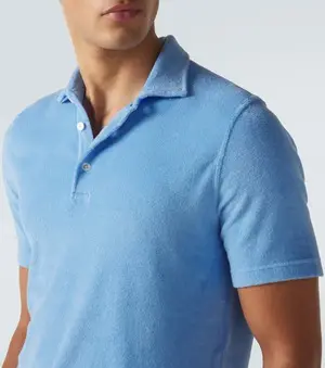Fedeli Cotton Terry Polo Shirt - Blue