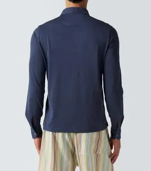 Fedeli Cotton Pique Polo Shirt - Blue