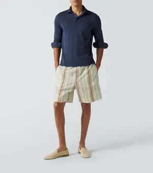 Fedeli Cotton Pique Polo Shirt - Blue