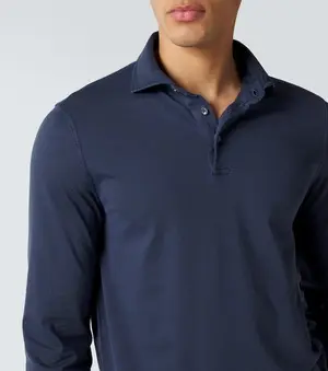 Fedeli Cotton Pique Polo Shirt - Blue