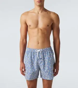 Fedeli Madeira Printed Swim Trunks - Blue