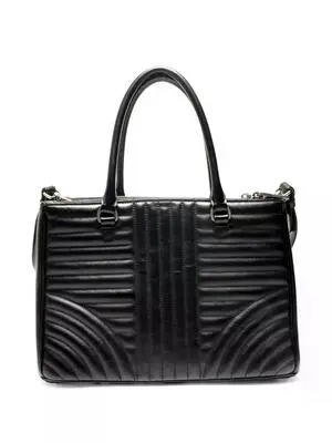 Prada Diagramme Leather Tote Bag - Black
