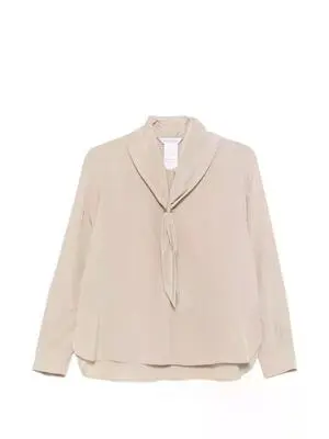 Max Mara Silk Blouse With Bow Detail - Neutrals