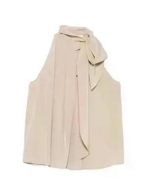 Max Mara Pleated Halter Neck Blouse - Neutrals