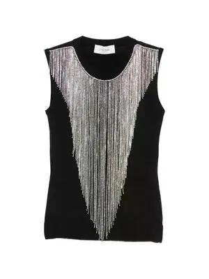 Sportmax Crine Crystal-fringe Sleeveless Top - Black