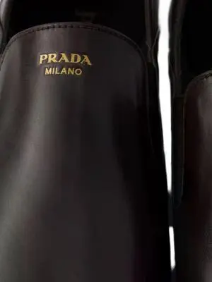 Prada Brushed Leather Loafers With Collapsible Heel