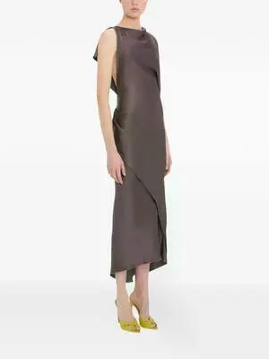 Victoria Beckham Kyra Asymmetric Midi Dress - Brown