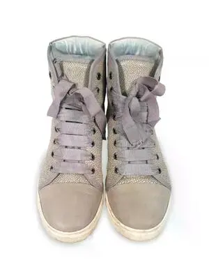 LANVIN Textured High-top Sneakers