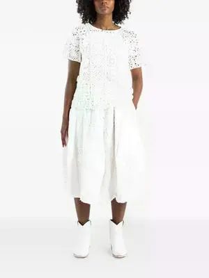 Comme Des Garçons Lace-overlay Raw-edge Skirt