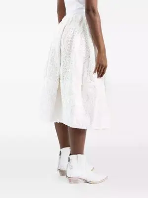 Comme Des Garçons Lace-overlay Raw-edge Skirt