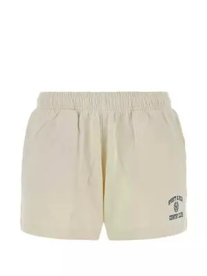 SPORTY & RICH Varsity Crest Cotton Jersey Shorts - Neutrals