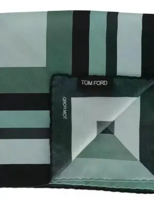 TOM FORD Striped Logo-print Pocket Square