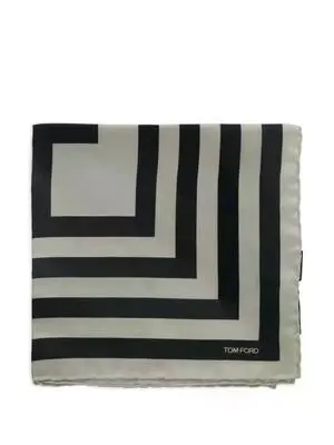 TOM FORD Geometric-print Pocket Square - Neutrals