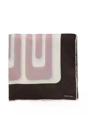 TOM FORD Geometric-print Pocket Square - Brown