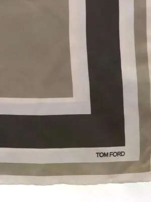 TOM FORD Striped Silk Pocket Square - Brown