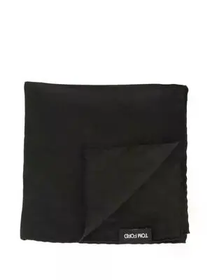 TOM FORD Logo-patch Pocket Square Black