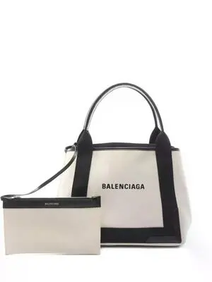 Balenciaga Navy Cabas Canvas Tote Bag - Neutrals