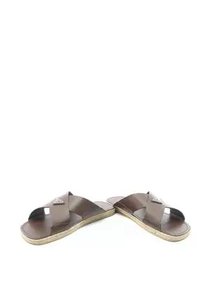 Prada Triangle Logo Criss-cross Slide Sandals