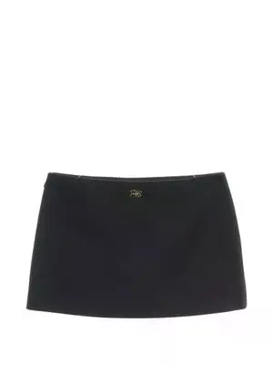 Miu Miu Mini Skirt With Gold-tone Logo Plaque