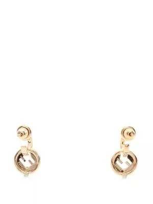 Fendi Tone Rhinestone Embellished Hoop Earrings