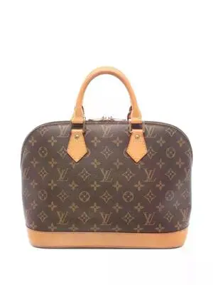 LOUIS VUITTON Monogram Alma Leather Tote Bag - Brown