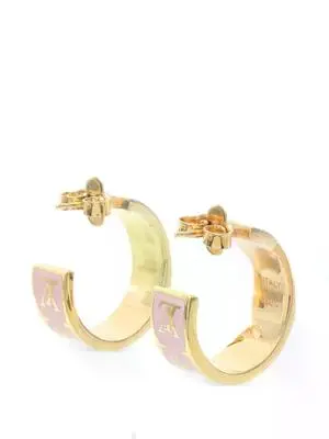 LOUIS VUITTON Nanogram Enamel Hoop Earrings - Gold