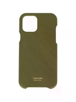 TOM FORD Logo-print Grained-texture Phone Case - Green