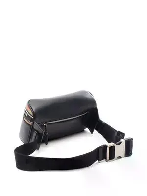 Burberry Striped Trim Leather Belt Bag - Black
