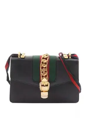 Gucci Sylvie Web Line Shoulder Bag - Black