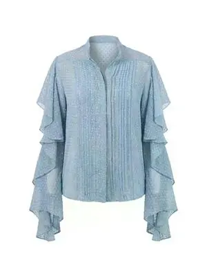 Barbara Bui Ruffled Sleeve Shirt - Blue