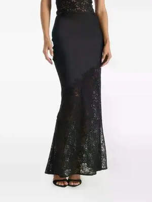 Manière De Voir Satin And Lace Maxi Skirt With Pearl Edging