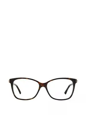 JIMMY CHOO Crystal-embellished Rectangle-frame Glasses - Brown