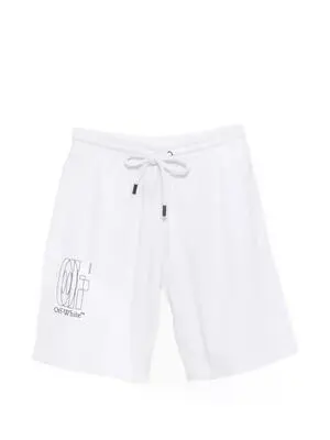 Off-White Drawstring Shorts With Arrows Print - White