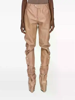 Rick Owens Belted Leather Trousers - Neutrals