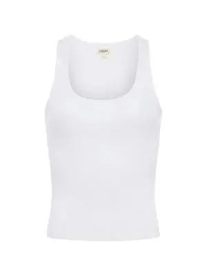 L'Agence Adira Scoop-neck Ribbed Knit Tank Top - White