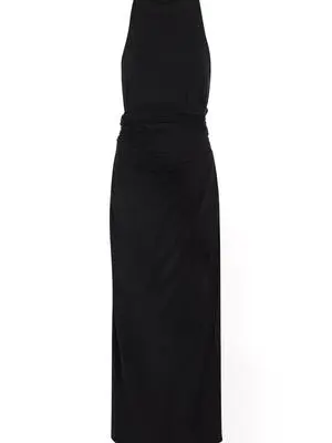 Another Tomorrow Sleeveless Ruched Waist Midi Dress