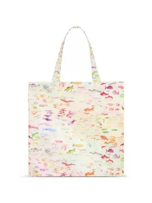 Vilebrequin X Fabrice Hyber Fish Print Linen Beach Bag