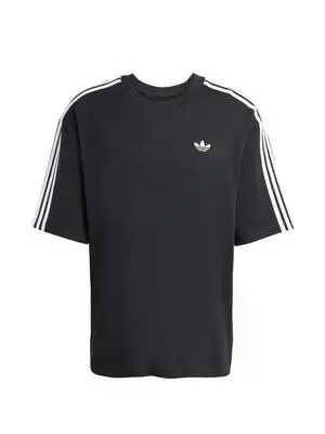 Adidas Logo-embroidered Stripe-detail T-shirt - Black