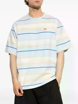 Adidas Striped Logo-embroidered T-shirt