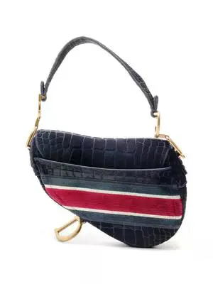 Dior 1999-2003 Saddle Crocodile-effect Shoulder Bag
