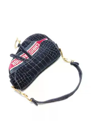 Dior 1999-2003 Saddle Crocodile-effect Shoulder Bag