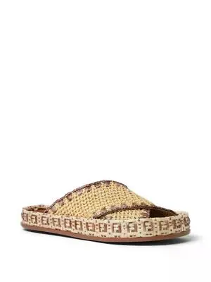 Fendi FENDI Woven Crossover Flat Sandals Brown