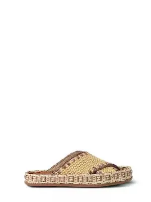 Fendi Woven Crossover Flat Sandals - Neutrals